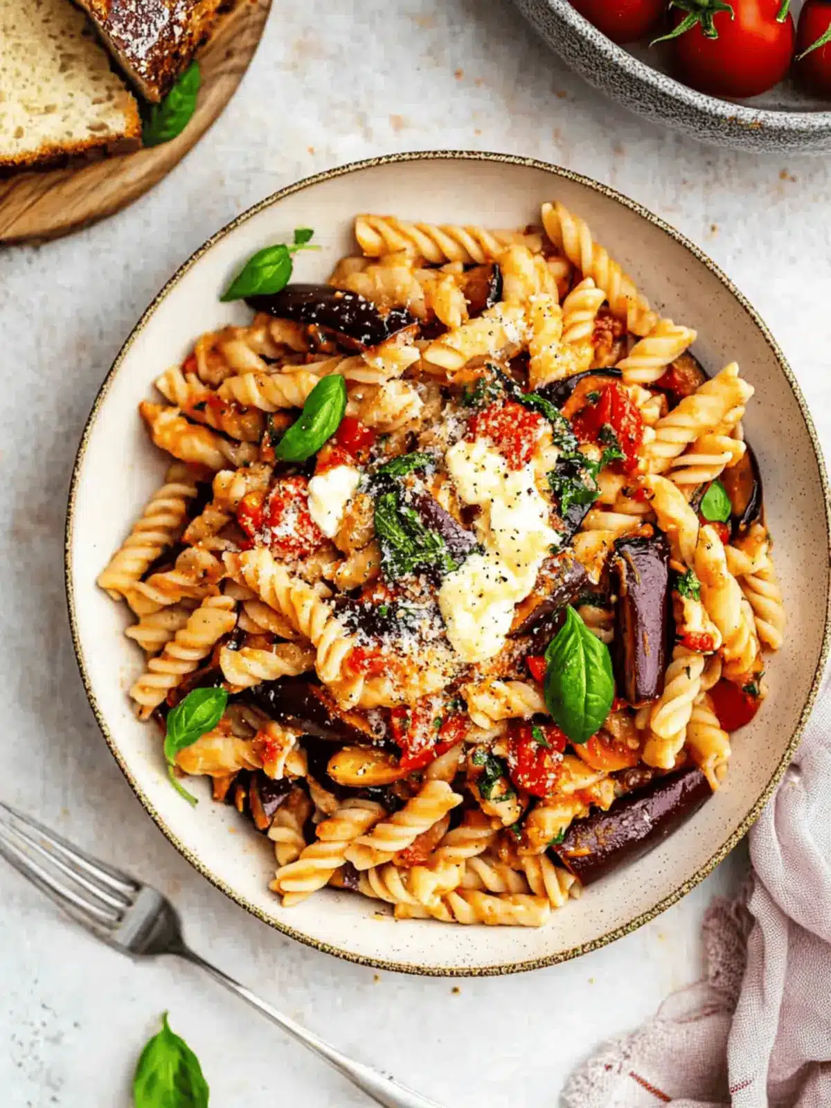 Ultimate Pasta with Eggplant, Tomatoes and Fresh Mozzarella