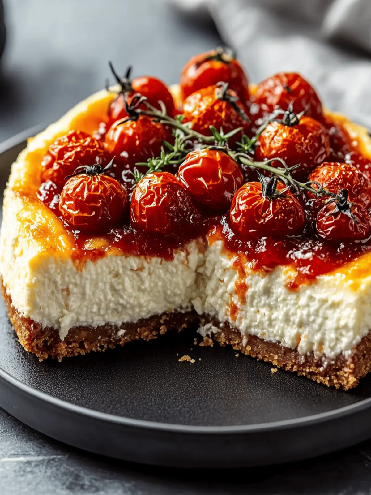Ultimate Savory Cheesecake with Roasted Tomato Jam & Parmesan Crust
